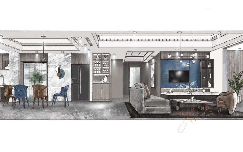 [板绘]室内效果图过程