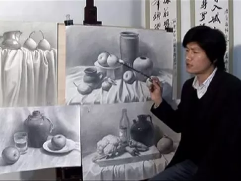 96 素描几何体组合画法