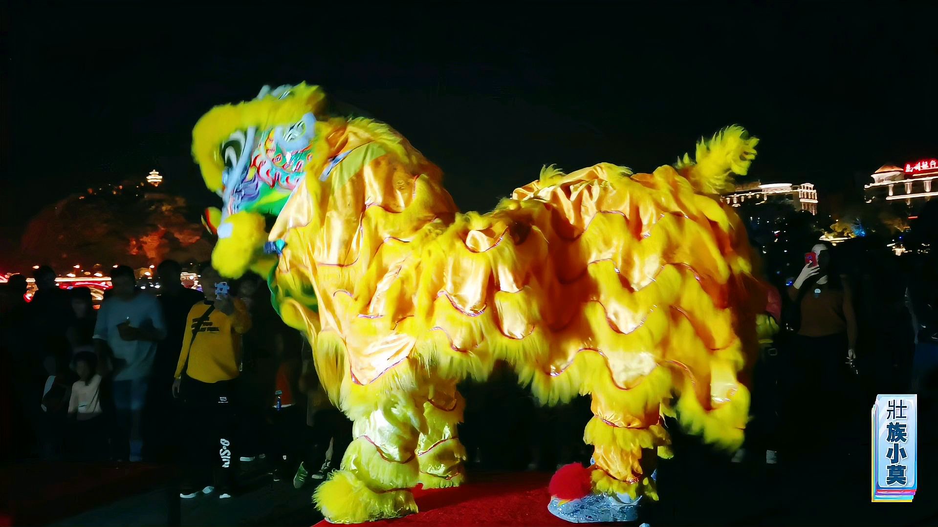 柳州户外舞狮队表演,好久没看到这种了,平时只有春节里才能见到