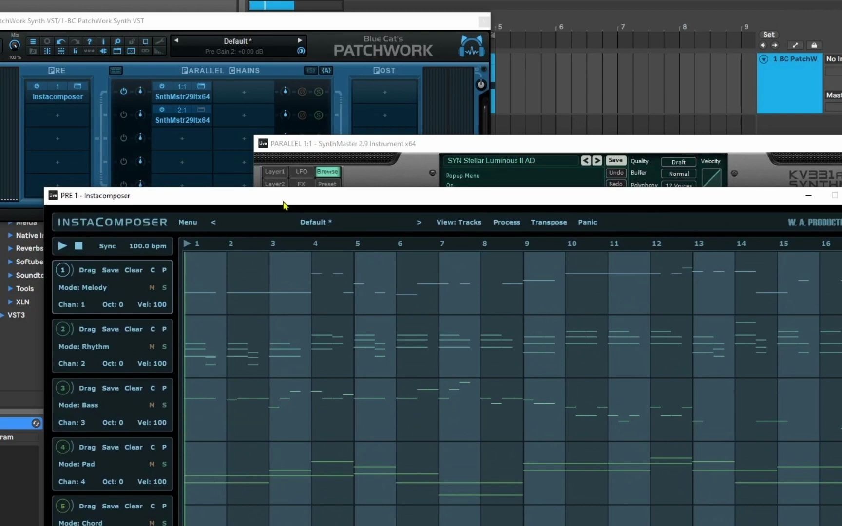 ...Ableton Live 中通过 BLUE CAT PATCHWORK 设置多 MIDI 通道输出