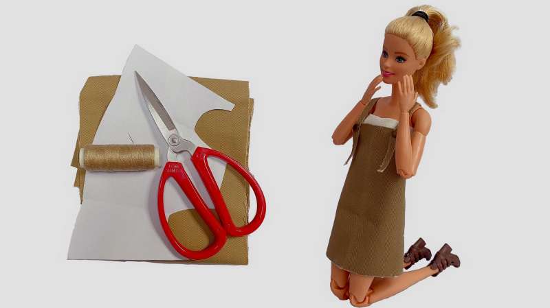 基础版娃衣制作:给芭比娃娃做一条复古背带裙