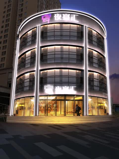 湖南怀化夜宴汇楼体亮化工程DMX512线条灯厂家