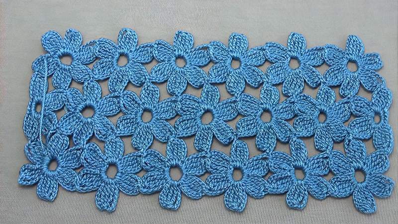 简单漂亮的钩针花朵图案,不断线,易编织,大面积织物更精美