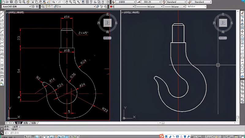 CAD练习图全集4:吊钩这样绘制,你还会觉得很难画吗