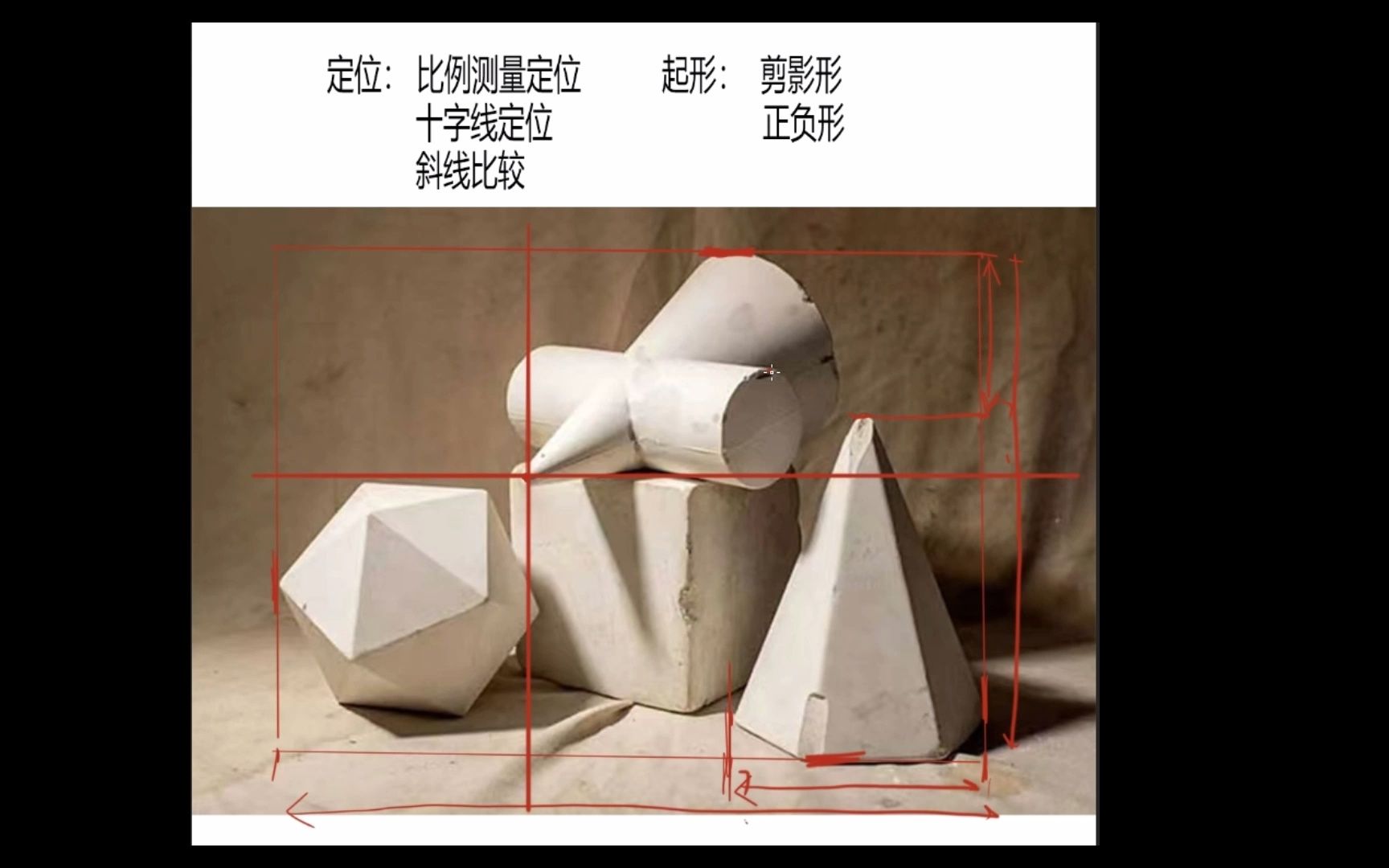 素描几何体组合找形方法