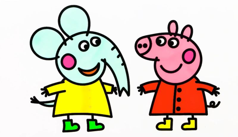小猪佩奇和小伙伴简笔画儿歌