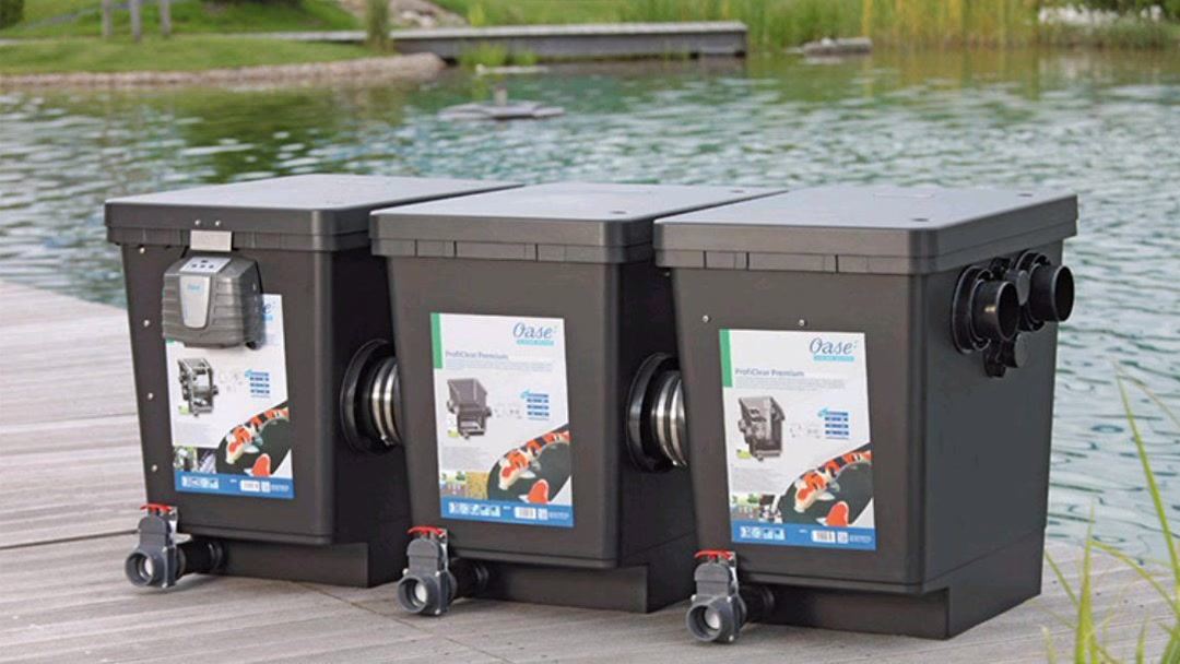 锦鲤鱼池组合式自动清洁转鼓过滤系统演示