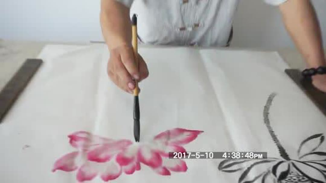 刘老师国画 泼墨荷花的花头画法