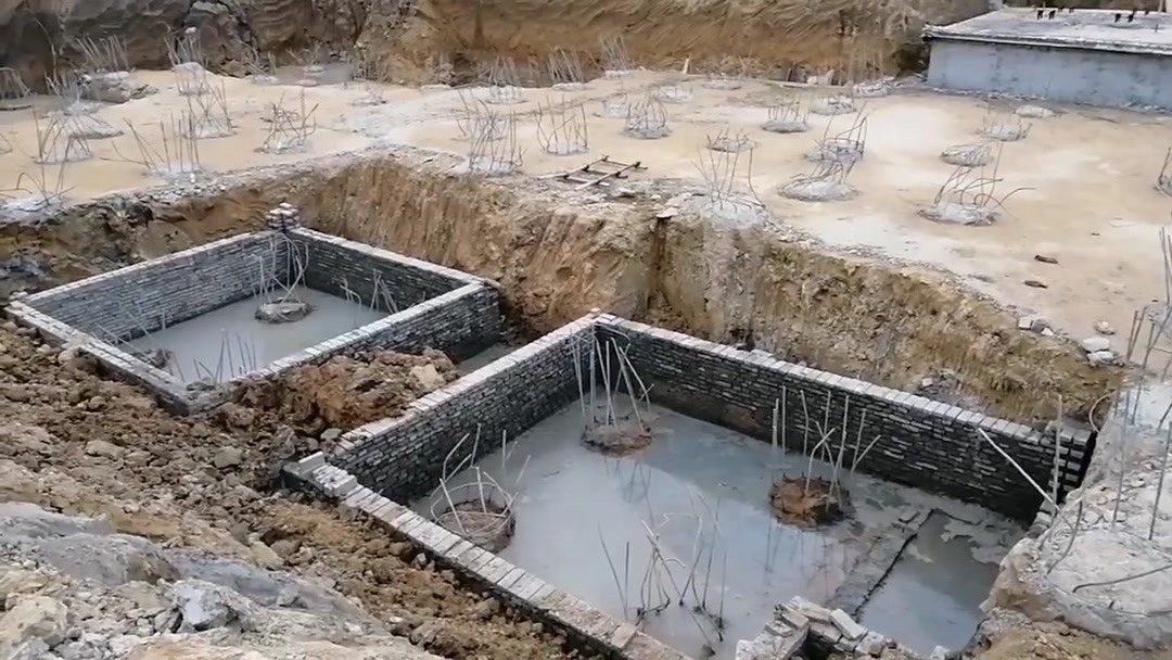 独立基础砌筑砖胎膜高清视频