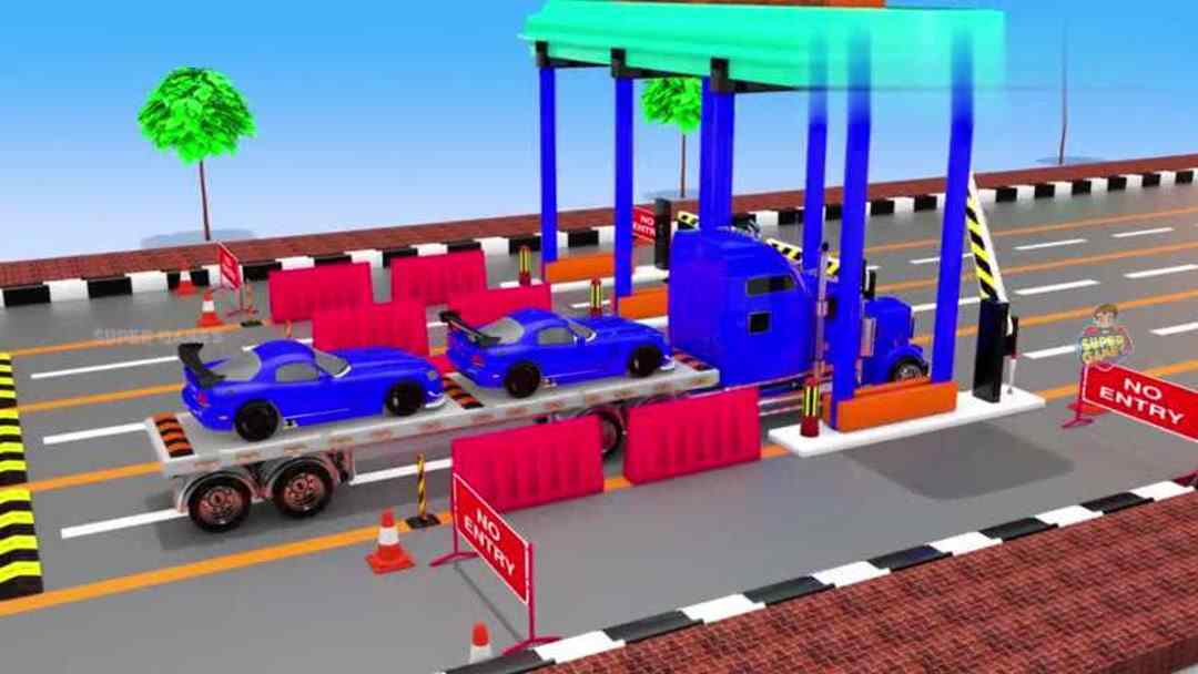 好看的立体滑梯公路等待赛车看动画认识交通工具和英语