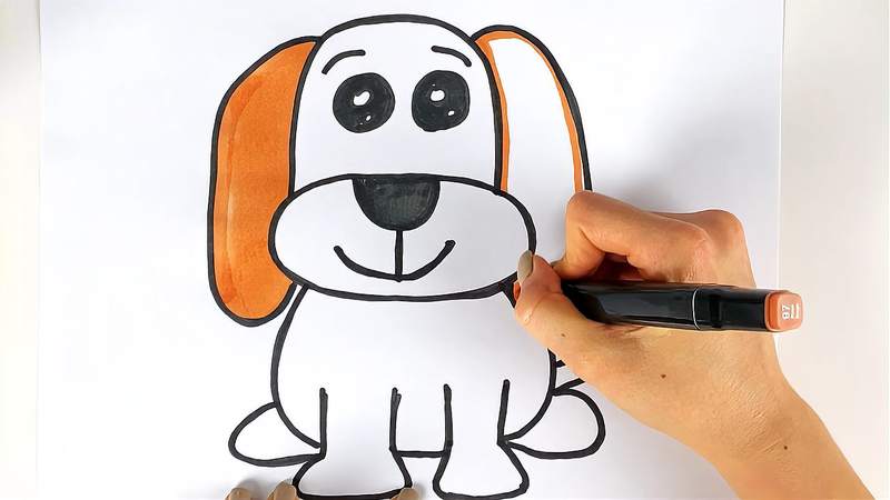 儿童画狗容易简单的动物图画