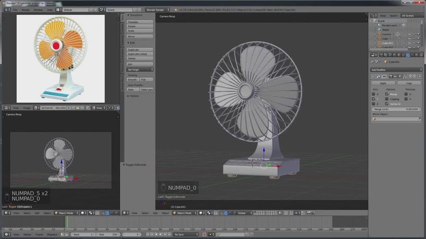 blender-建模技巧-最终建立完成电风扇