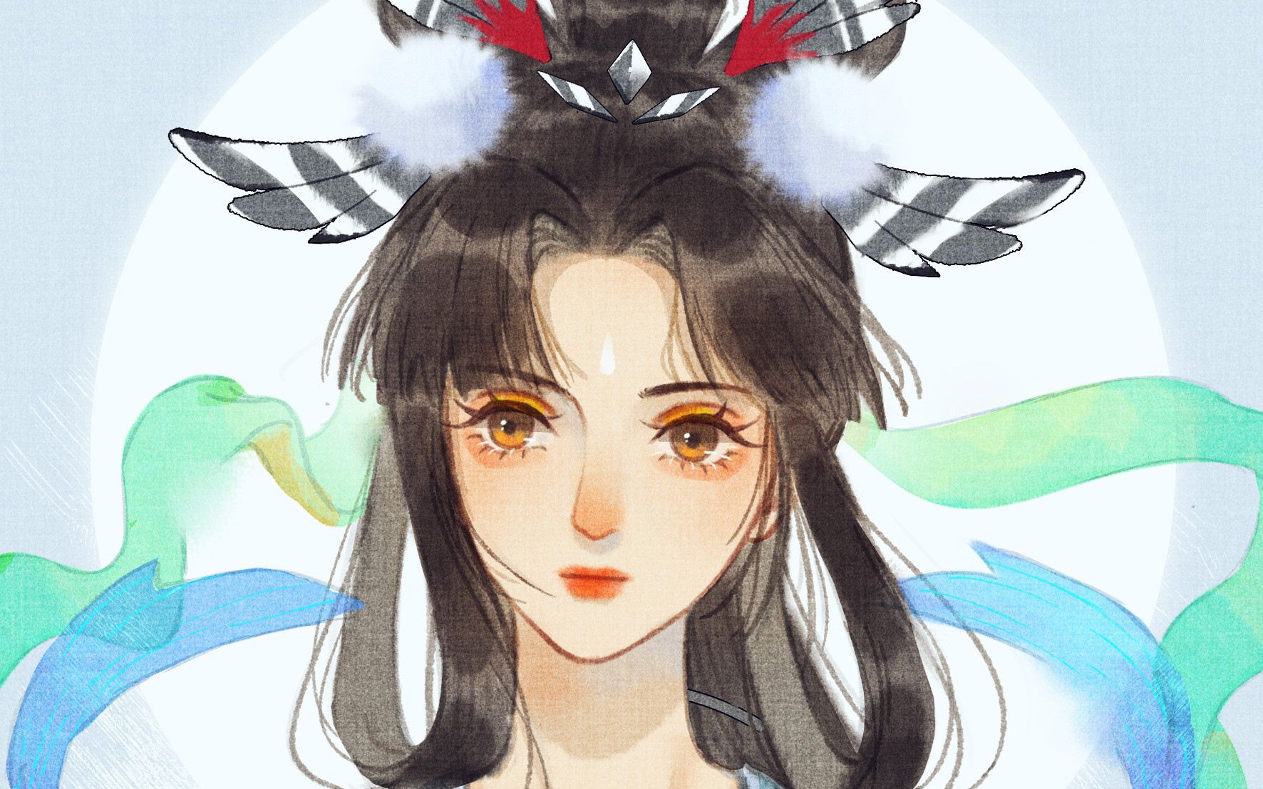 用水墨画法画一个嫦娥