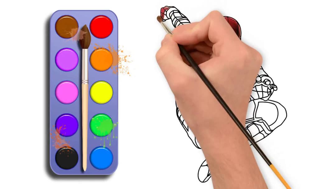 大家一起学画画系列视频之蜘蛛侠和钟表的绘画与涂色