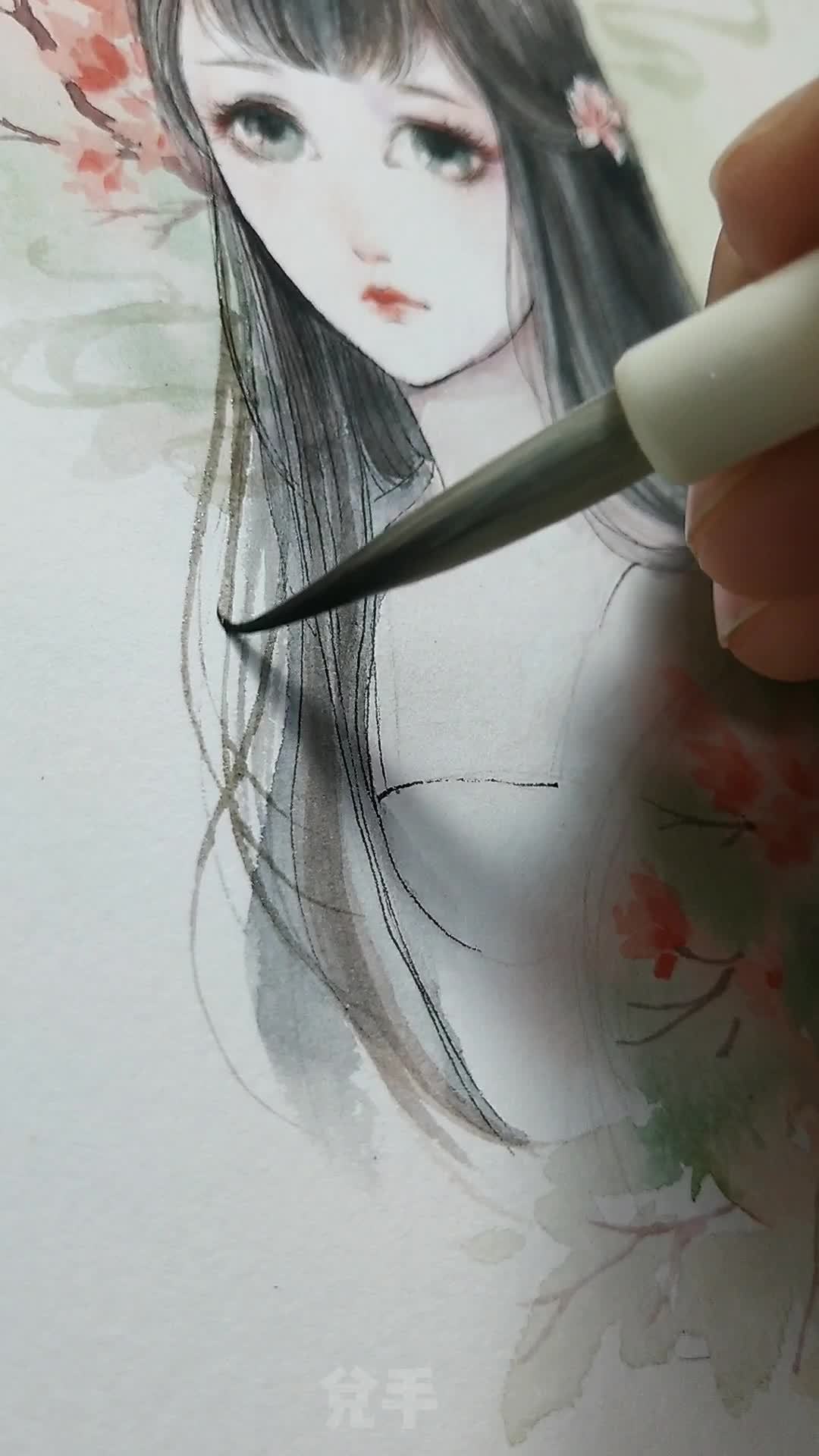 娱乐,生活,终于忙完更新一下新颜料心情好古风水彩画画