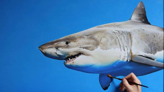 照片级还原!如何在画布上画一个超写实的鲨鱼