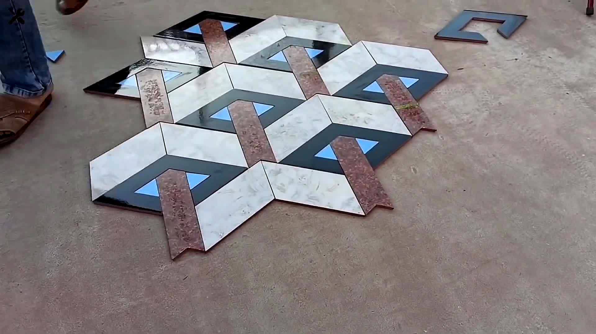 这才是铺瓷砖的职业老手,设计的这种花型真漂亮,值得学习一下