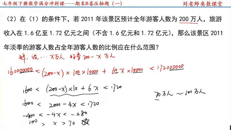 七年级下册数学:期末B卷压轴题1-5,二元方程与不等式组应用题