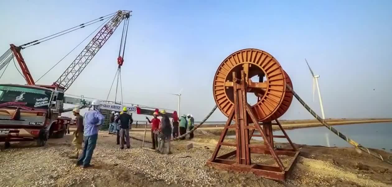 风力发电地下电缆铺设过程,长达4公里,这种场面第一次见