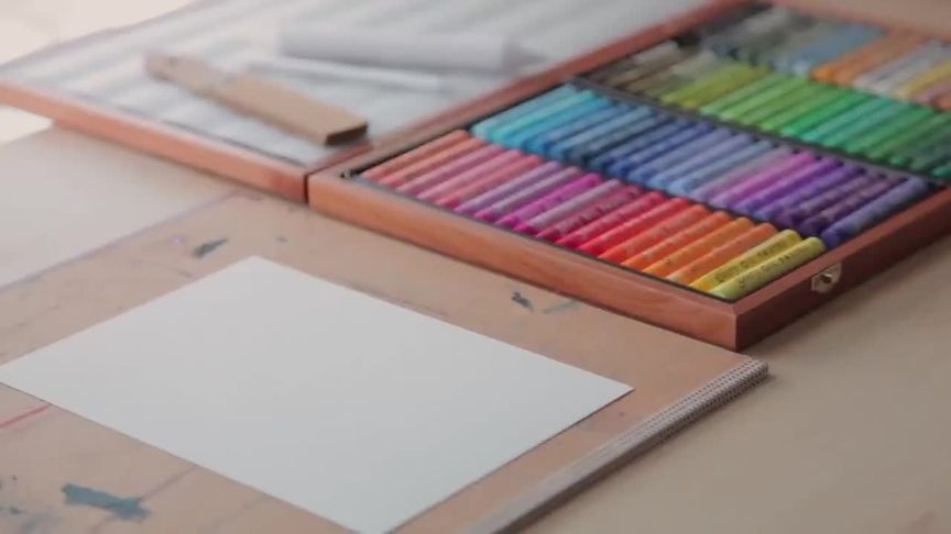 油画棒.夕阳下,简单易学