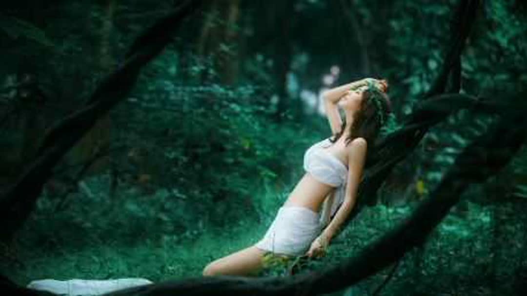 唯美森系人像后期调色PS技巧,普通树林拍出原始森林效果,绝了!