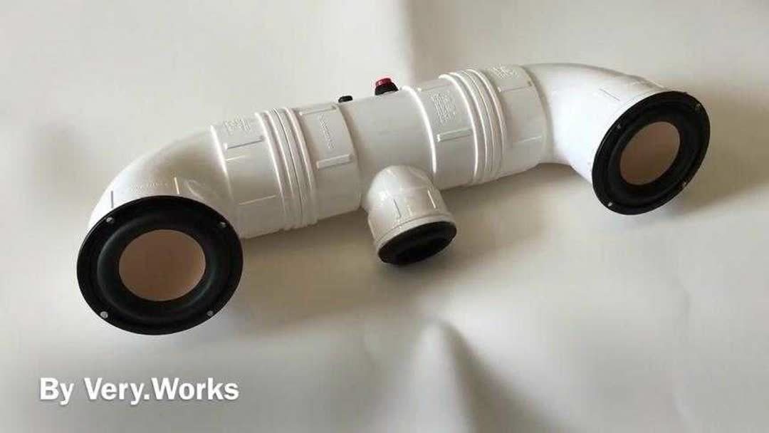 国外电子爱好者 使用水管和惠威扬声器单元DIY 蓝牙音响