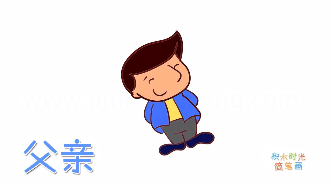人物简笔画教程,Q版简单父亲简笔画画法