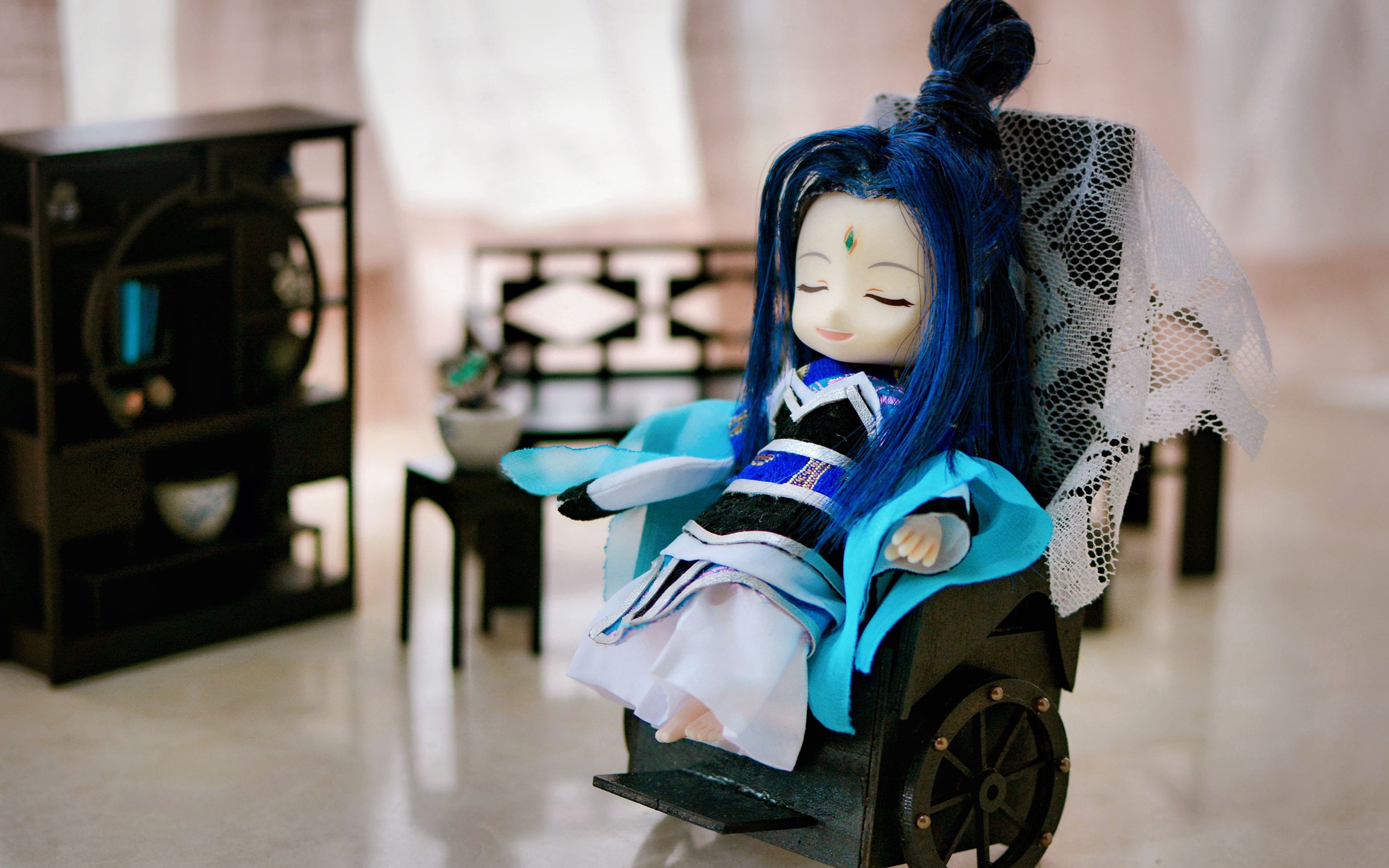 ...微缩模型】12分bjd/ob11布袋戏迷你手动80迈可滚动中式轮椅制作教程