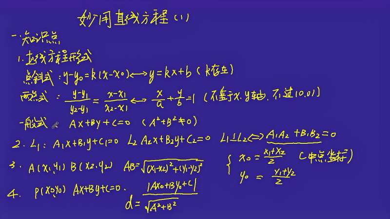 高中数学之方法篇 高考妙用直线方程第一讲