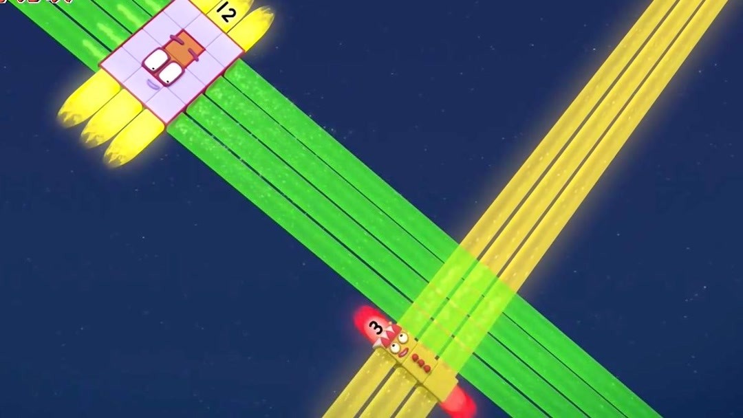 数字积木 趣味动画:数字伙伴相撞?太空轨道交杂错乱!