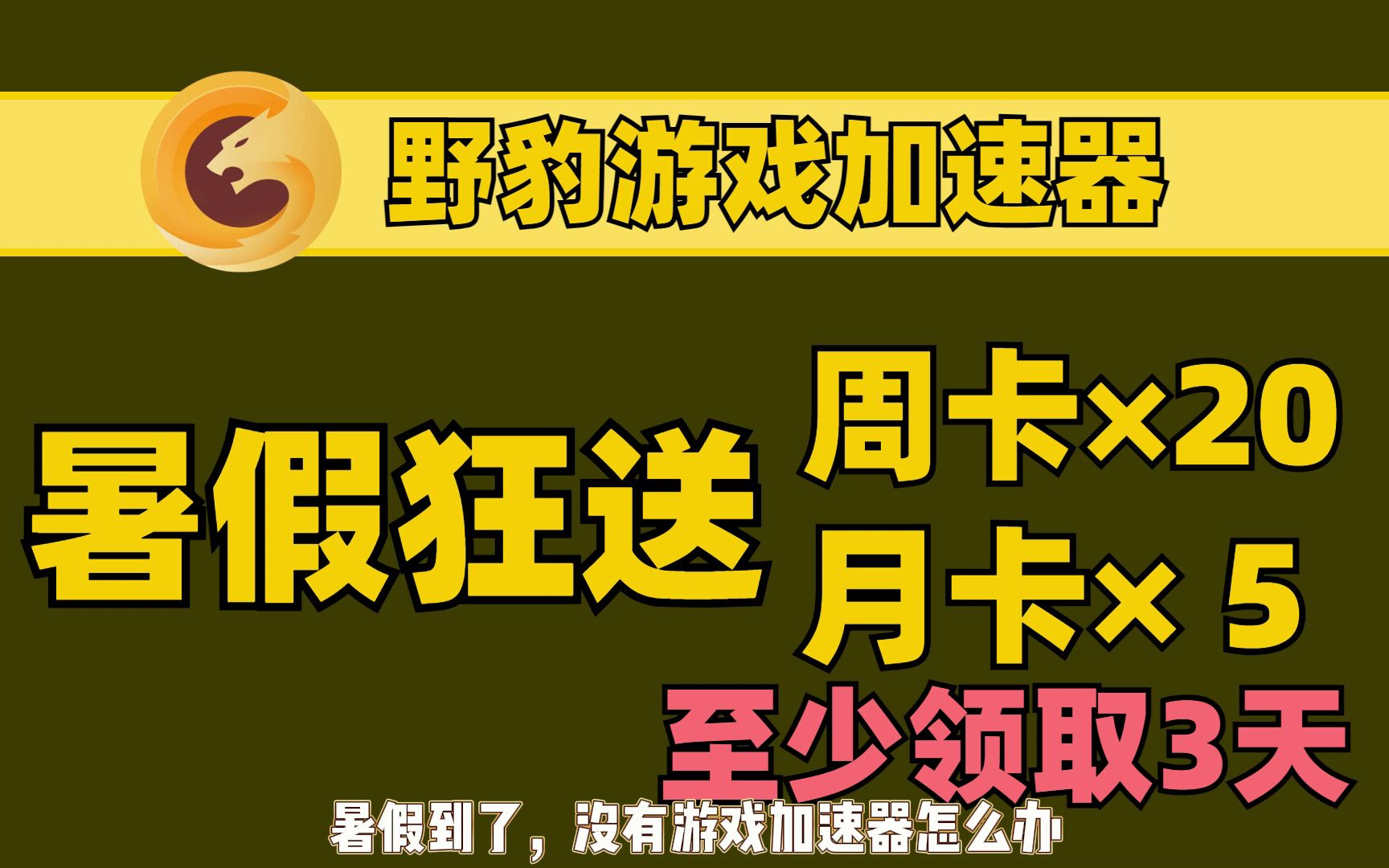 野豹游戏加速器,最新领取25张周卡月卡