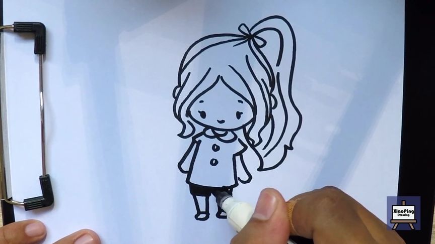 育儿简笔画:画一个可爱的小女孩,简单适合初学者,儿童绘画教程