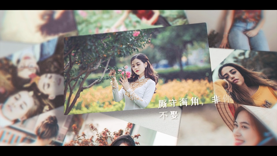 捷映视频模板-图片共同翻转展示相册-T283