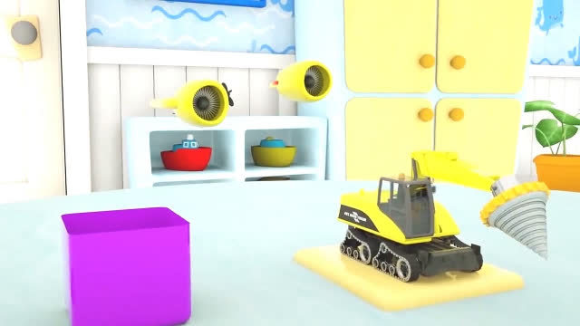 卡通小动画:几辆小车子驶入了机舱里,组装飞机,认识飞机