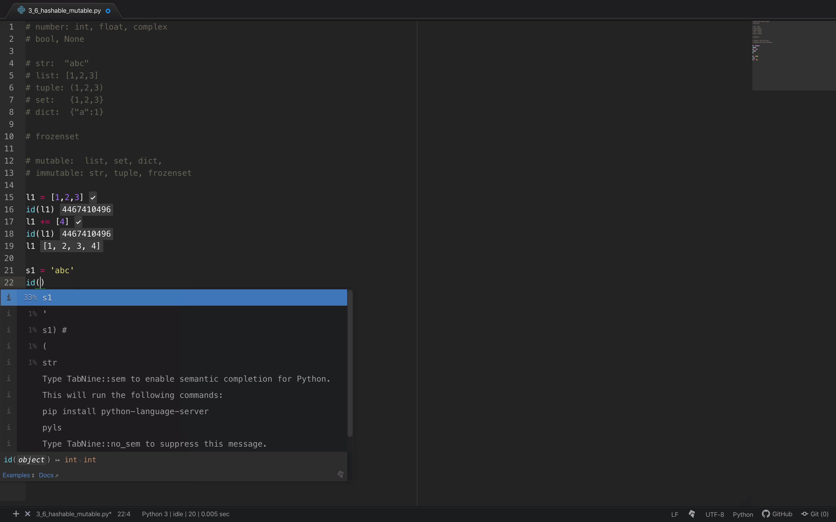 Python 3.6 Hashable & Mutable