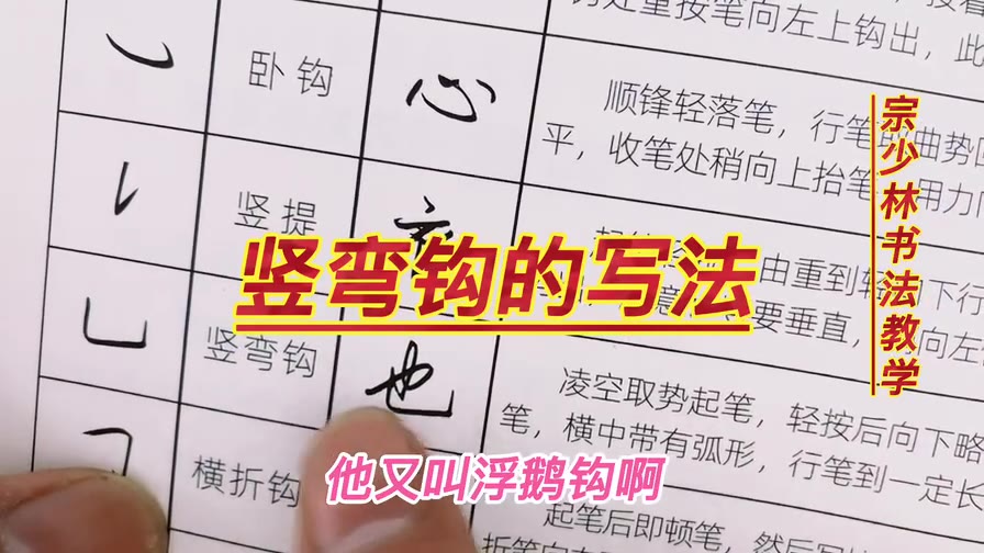 第一单元(18)基本笔画:竖弯钩的写法(转锋要圆润,出钩90度)