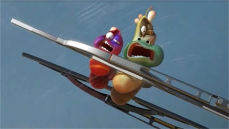 儿童动画:为了吃一口香肠,小虫子被摔倒雨刮器上受尽了折磨