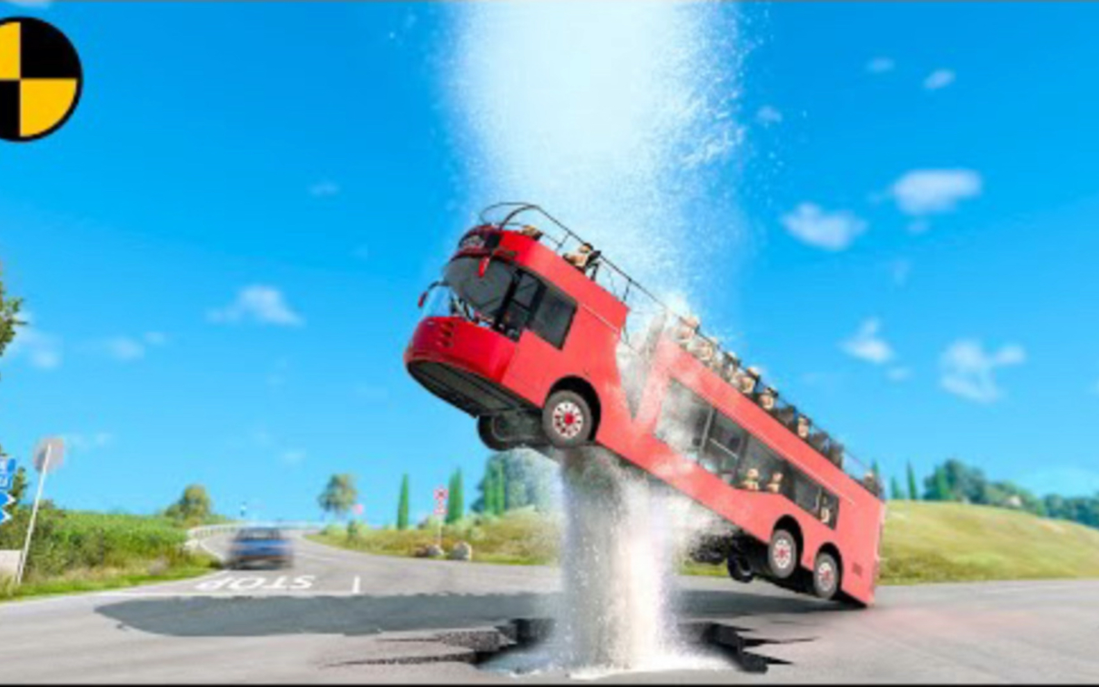 车祸模拟器:十字路口设置喷泉,搞得老司机在天上飞!