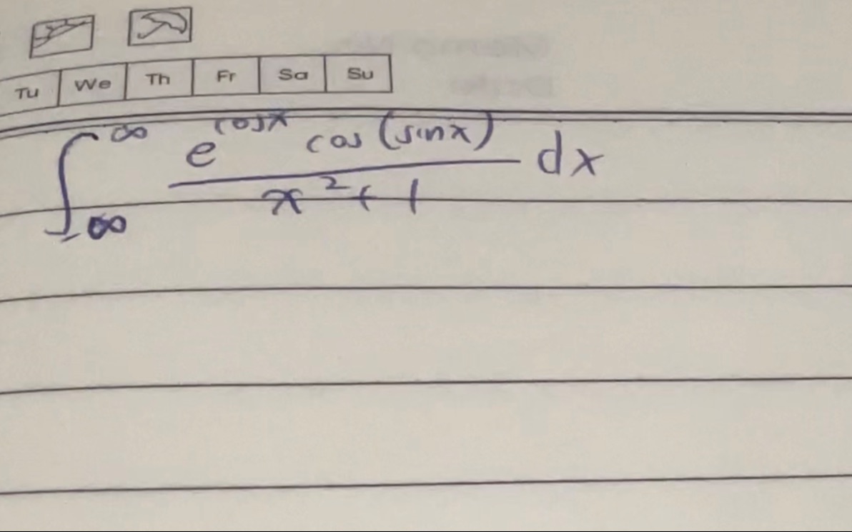 e^cosx cos(sinx)/(x^2+1)从负无限到无限的积分