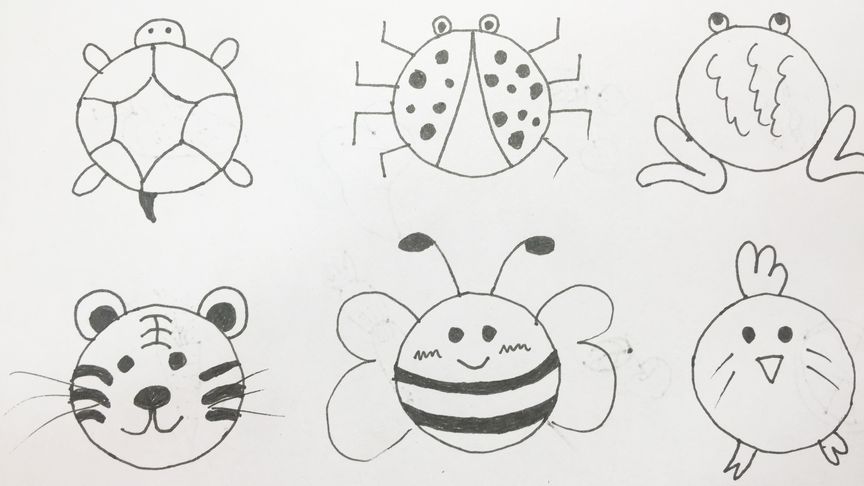 简笔画——原来圆形可以变成这么多小动物啊,小朋友们学会了吗?