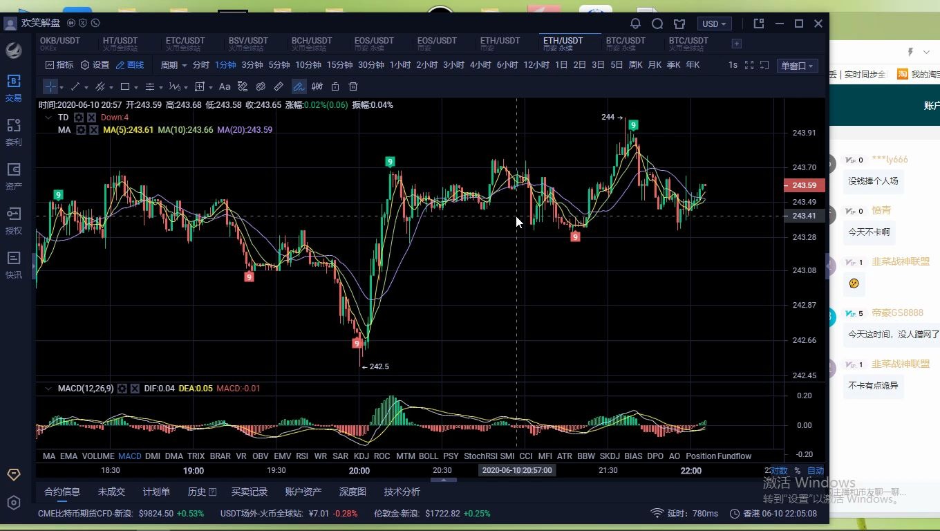 2020-06-10直播缠论比特币实盘操作+解股票录像。