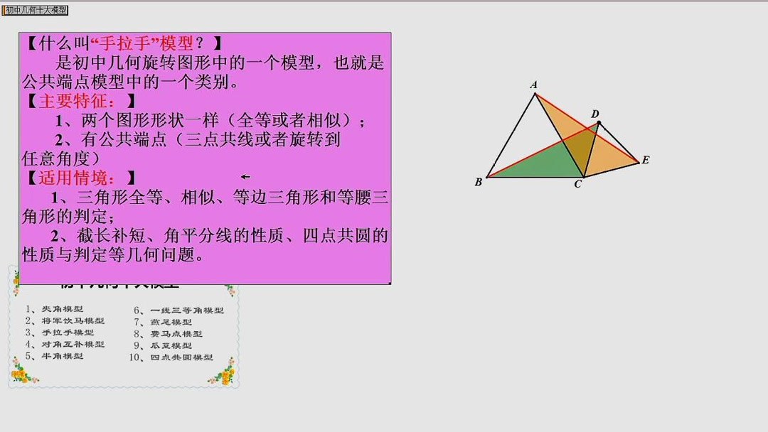 初中几何十大模型之手拉手模型,考试中常见套路的解题方法