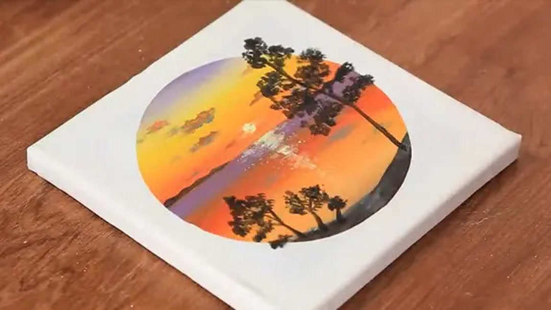 手工绘画教程,晚霞风景的简单画法!