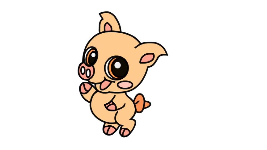 简单绘画挥手卡通可爱小猪简笔画画法步骤儿童宝宝幼儿学画画教程