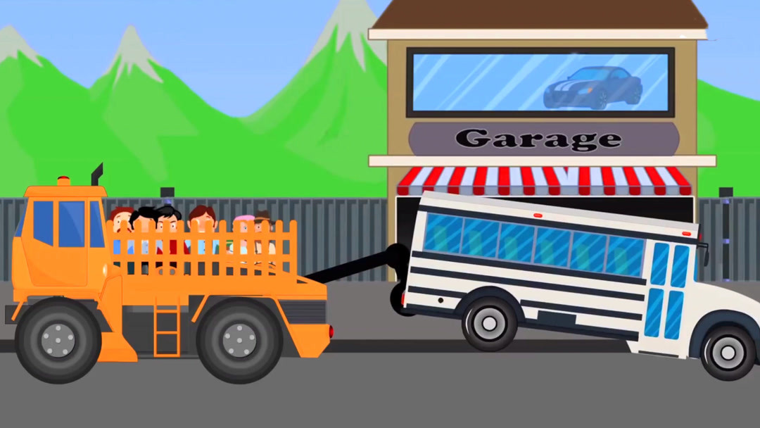 变形工程车动画 拖车变身轮船救援巴士