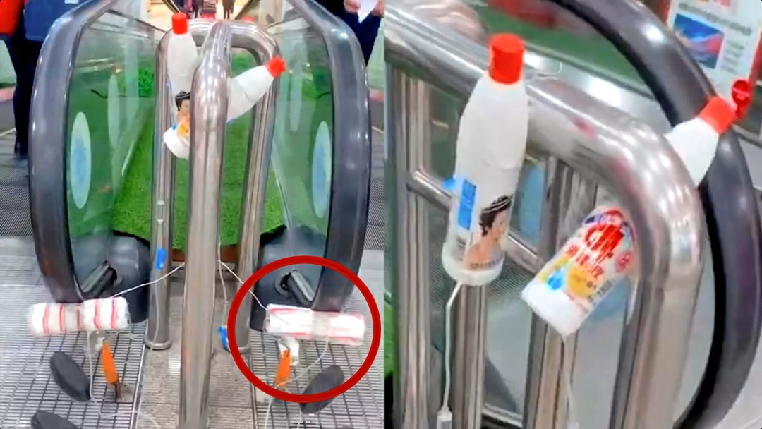 太实用!超市应对疫情给电梯扶手输液消毒,顾客见后纷纷鼓掌称好