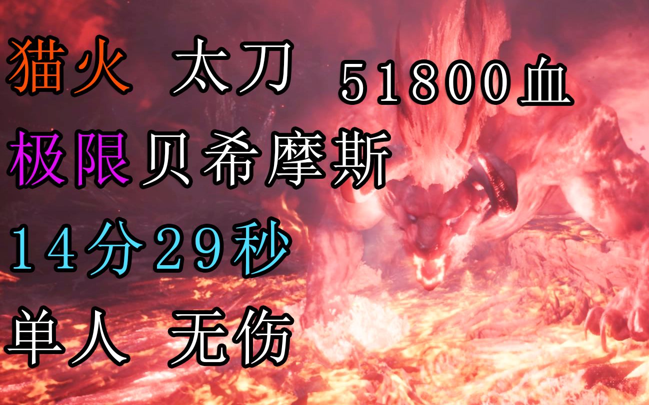 【MHW】猫火!太刀 极限贝希摩斯 14分29秒
