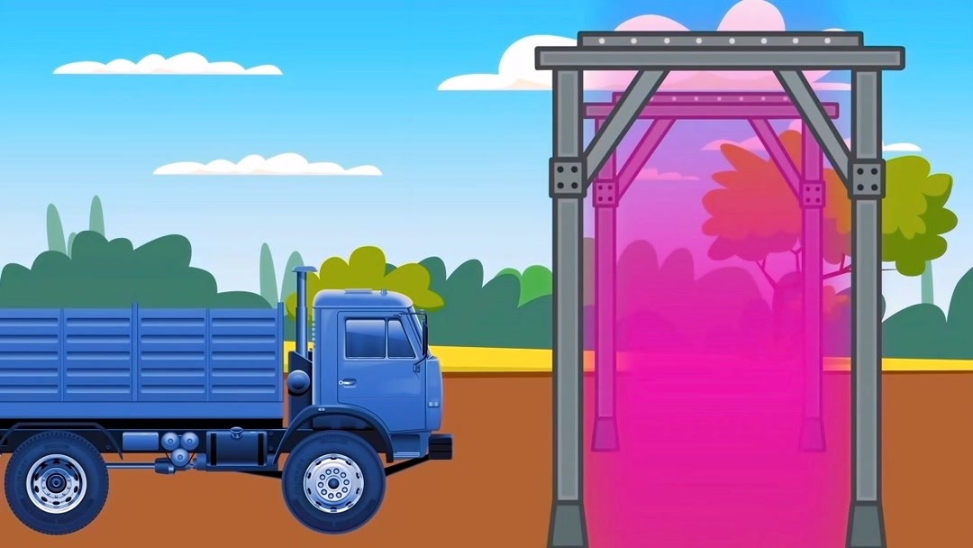 亲子教育儿童动画,工程车大卡车运输七彩球