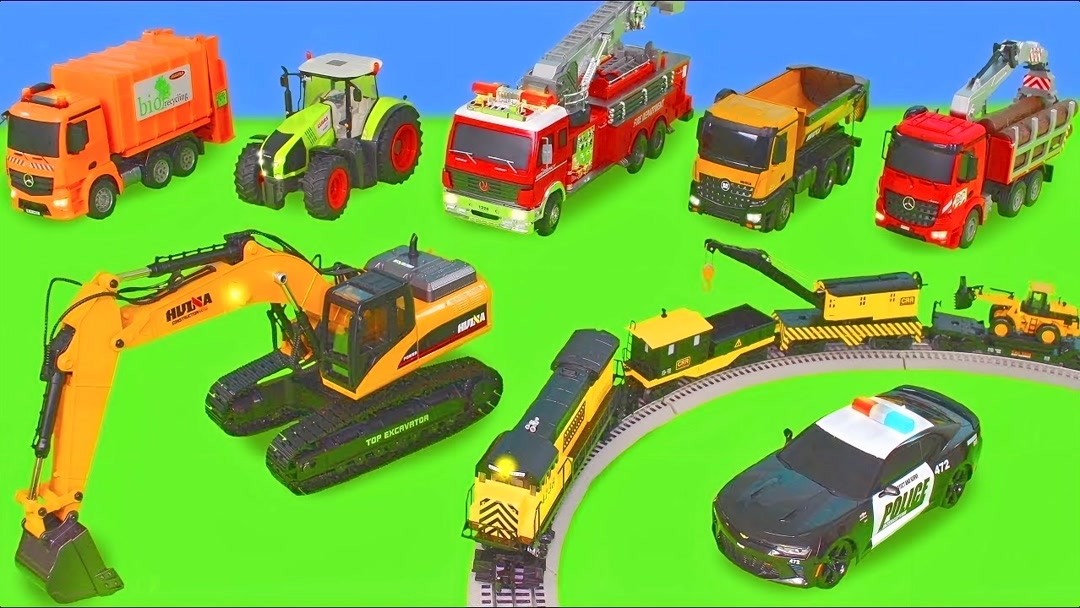 积木拼装挖掘机模型,挖掘机工作表演,工程车机器人玩具