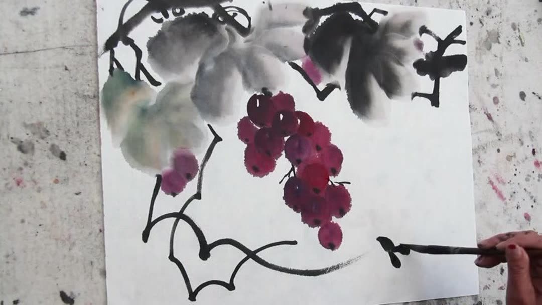 【陕西省首届微课大赛】水墨画:葡萄的画法(小学美术,冯艺梅)